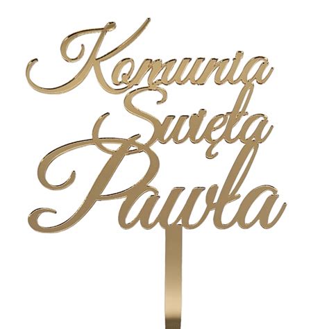Topper na komunię z imieniem na tort złoty Komunia Święta IMIĘ złote