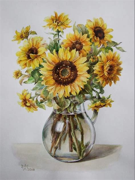Sunflower Watercolor Painting Sunflower Drawing Flower Art Painting