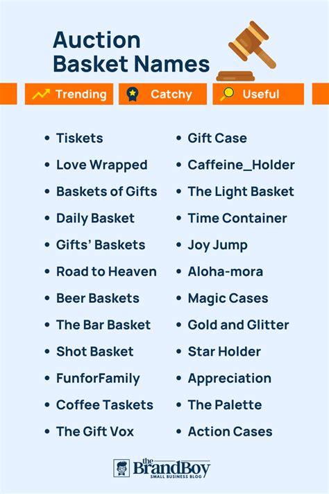 465 Best Auction Basket Names TheBrandBoy
