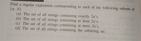find a regular expression corresponding to each of the math