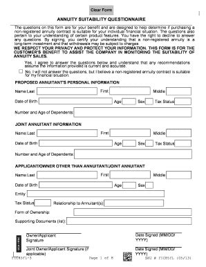 Fillable Online ANNUITY SUITABILITY QUESTIONNAIRE Constant Contact