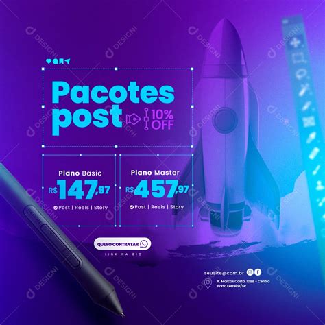 Designer Gráfico Pacotes Post 10 Off Social Media PSD Editável