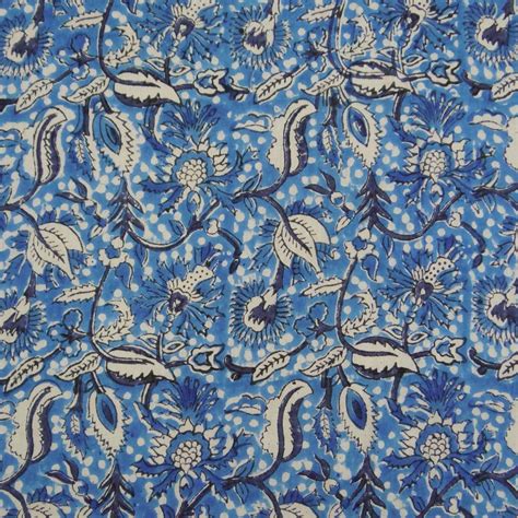 Sewing Needlecraft Voile Block Printed Cotton Fabric Light Weight