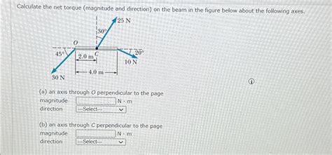 Solved Calculate The Net Torque Magnitude And Direction Chegg