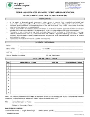 Fillable Online FORM B APPLICATION FOR RELEASE OF PATIENT S Fax