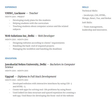 Resume Shoret Summary Full Stacfk Develoer Full Stack Developer Resume