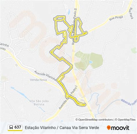 Rota da linha 637 horários paradas e mapas Estação Vilarinho