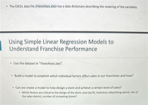 The EXCEL Data File Franchises X Xs Has A Data Chegg