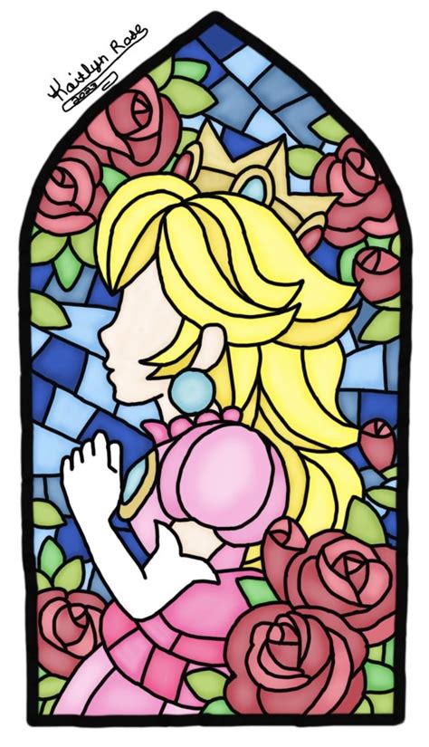 Princess Peach Stained Glass Digital Painting Peach Paint Body Base