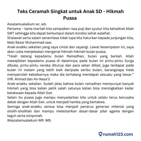Ceramah Singkat Ramadhan Untuk Anak Sd Homecare24