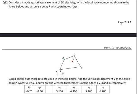 solved q12 consider a 4 node quadrilateral element of 2d