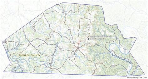 A Map Of Monroe County Showing The Location Of The Town And Its