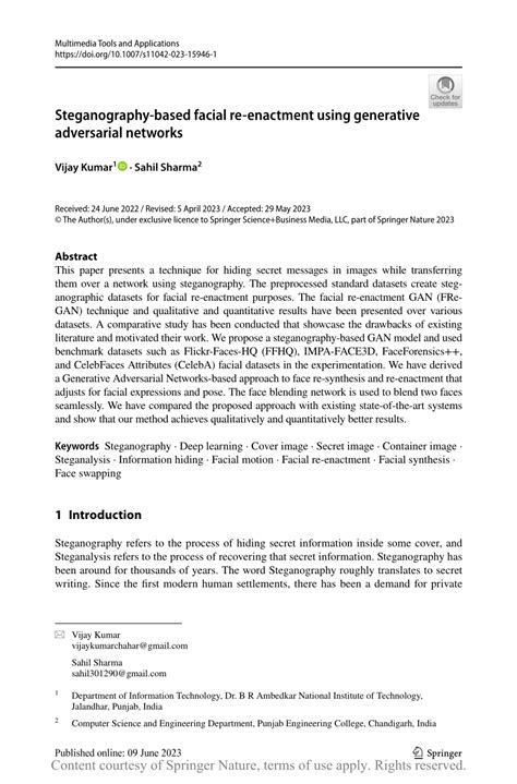 steganography based facial re enactment using generative adversarial networks request pdf