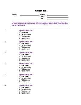 Free Multiple Choice Quiz Template