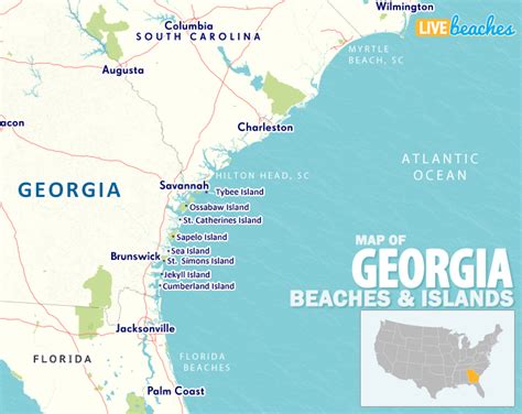 Georgia Coast Map Art C 1865 11 X 14 Hand Etsy Beach Map