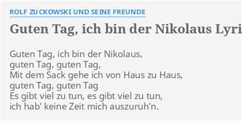 GUTEN TAG ICH BIN DER NIKOLAUS LYRICS By ROLF ZUCKOWSKI UND SEINE