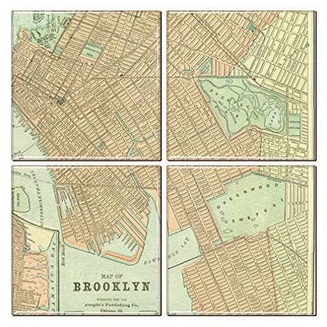 Brooklyn Coaster Of Vintage Map Set Of Walmart
