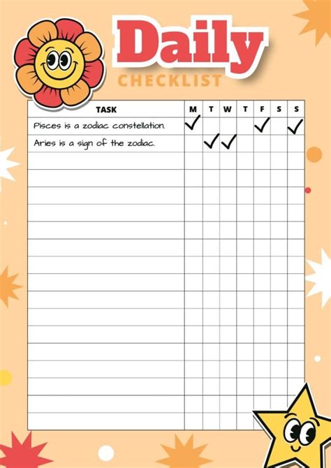 Edita online este diseño de Checklist para tareas diarias estilo de los
