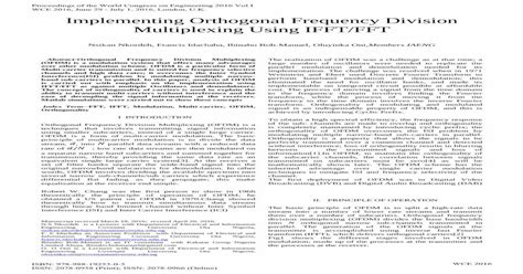 implementing orthogonal frequency division multiplexing · implementing orthogonal frequency
