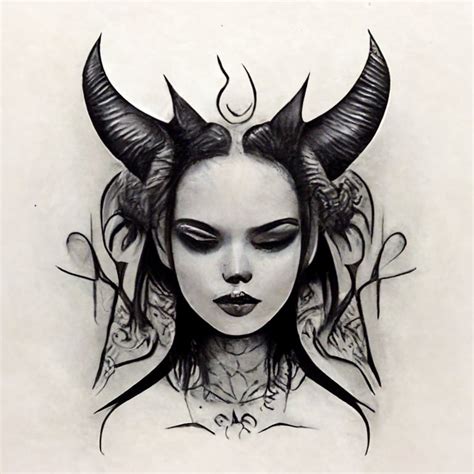 Prompthunt Beautiful Young Female Demon With Devil Horns White Background Hand Drawn Art