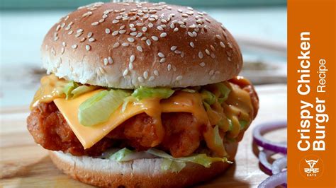 Spicy Crispy Chicken Burger Recipe Home Made KFC Style Zinger Burger