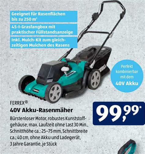 Ferrex 40v Akku rasenmäher Angebot bei ALDI SÜD 1Prospekte de