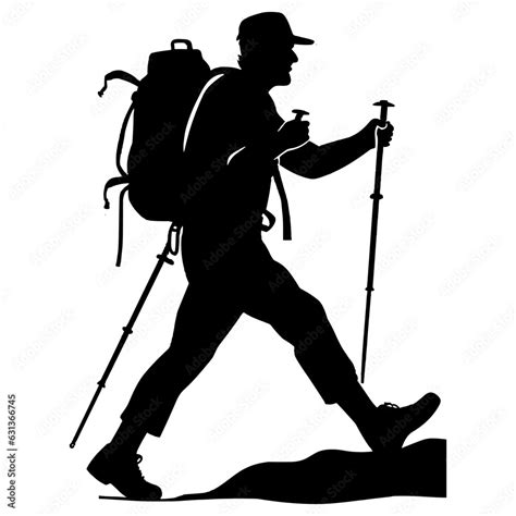Hiking Man Vector Silhouette Hiker Silhouettes Silhouettes Of Hiker