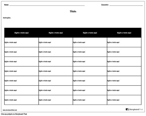 Tabela 4 Colunas 7 Linhas Storyboard By Pt Examples