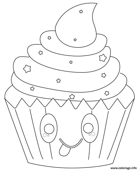 Coloriage Kawaii Cupcake With Stars Jecolorie