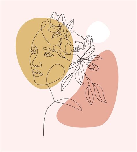 Arte de linha vetorial de desenho de linha mínimo estético de mulher e