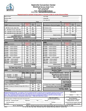 Fillable Online Issa Nashville Convention Center Electrical Service