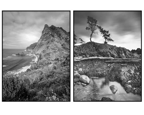 2szt Plakaty czarno białe góry krajobraz las 50x70 Fotopp Sklep