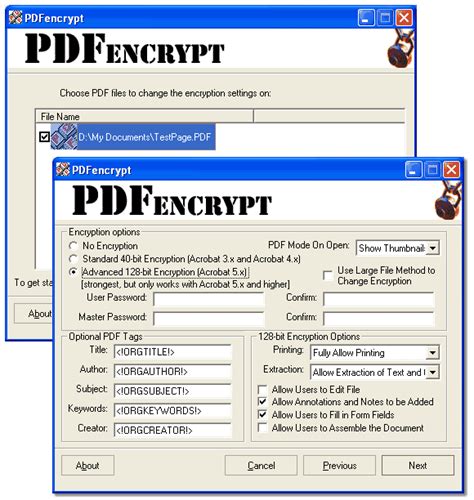 pdfencrypt screenshot and download at