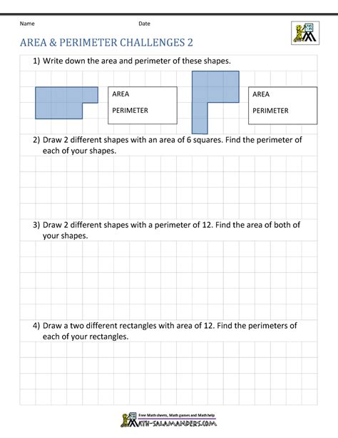 Math Salamanders Area And Perimeter Perimeter Worksheets Tyger The