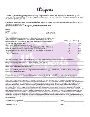 Fillable Online Waxing Consent Form Template Fax Email Print PdfFiller