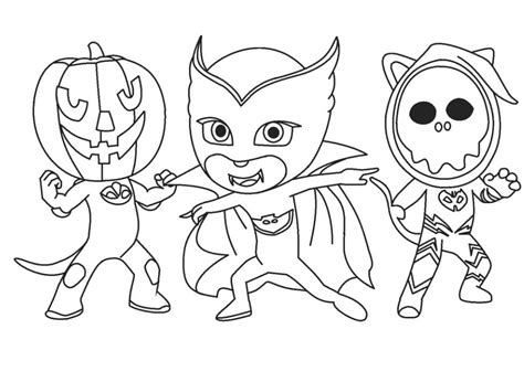 PJ Masks On Halloween Coloring Page Free Printable Coloring Pages For