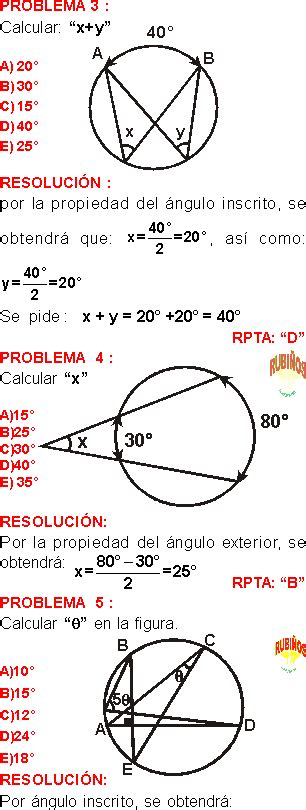 Ngulos En La Circunferencia Ejercicios Resueltos De Geometr A Plana