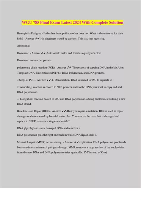 Wgu Final Exam Latest With Complete Solution Biochem C