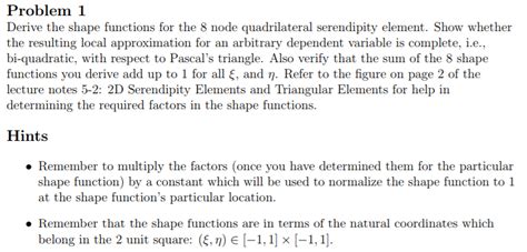 solved problem1 derive the shape functions for the 8 node