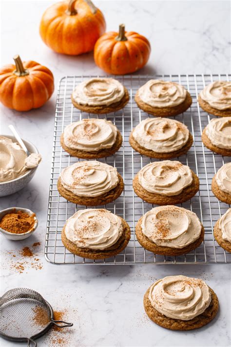 Caramel Pumpkin Cookies With Salted Caramel Frosting Love And Olive Oil