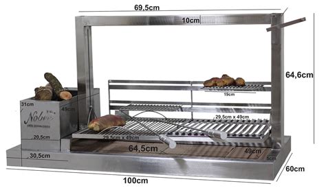Churrasqueira Parrilla Inox Cm Grelha De Eleva O Por Manivela E