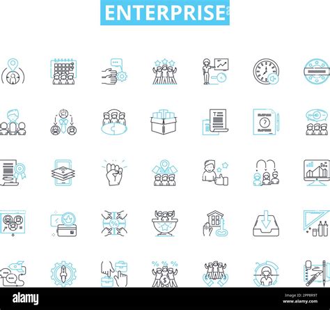 Enterprise Linear Icons Set Innovation Profitability Growth