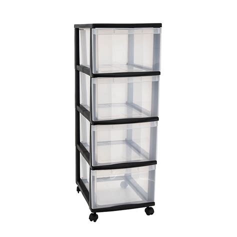 Tour De Rangement 4 Tiroirs Optimo Noir L Incroyable