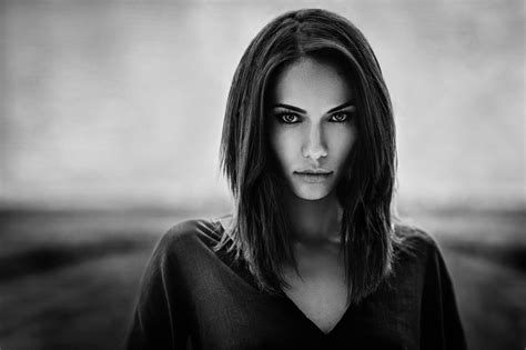 Masaüstü Yüz Tek renkli Model portre uzun saç Fotoğraf duygu