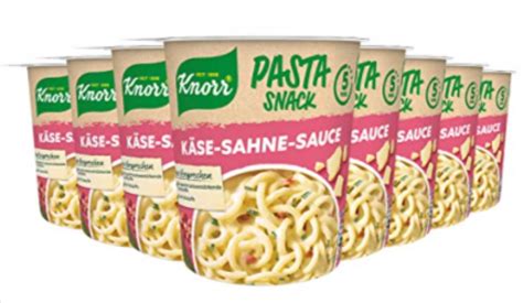 Knorr PastaSnack Käse Sahne Sauce Instant Nudeln 8 x 71 g Becher ab 5