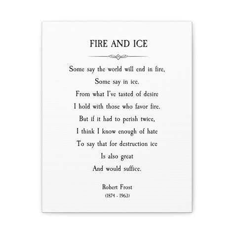Robert Frost Poem Fire And Ice Literary Wall Art Famous Poem Not A
