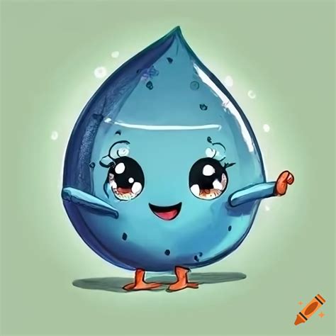 Cute Water Drop Character With Small Feet And Hands On Craiyon