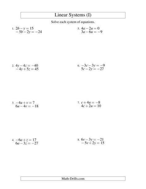 systems of linear equations two variables including negative values i