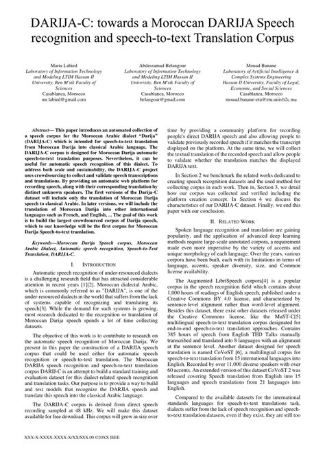 pdf darija c towards a moroccan darija speech recognition and speech to text translation corpus