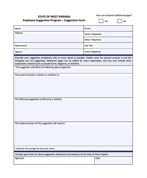 FREE 7 Sample Employee Suggestion Forms In PDF MS Word